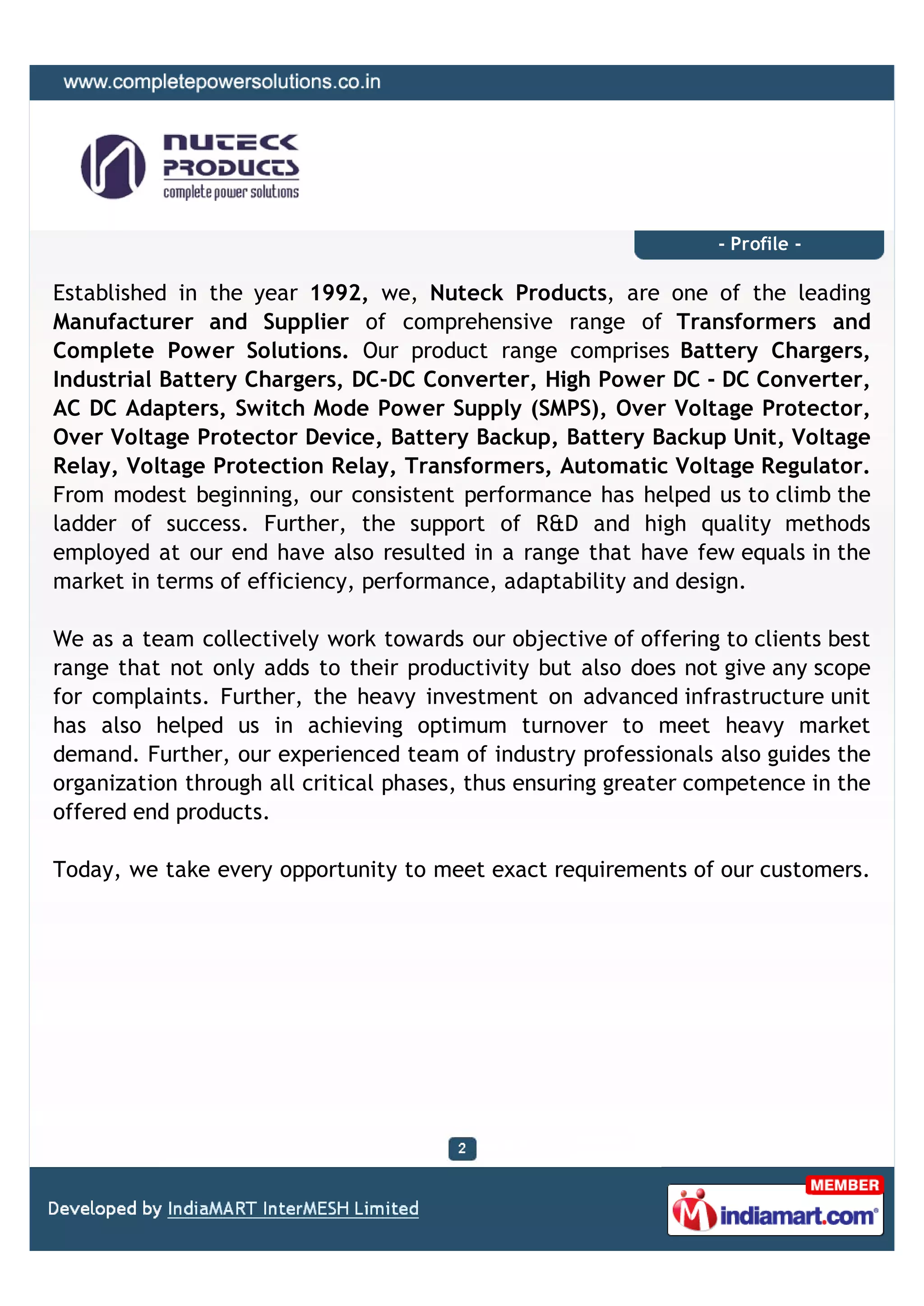 Nuteck Power Solutions P Ltd., Pune, Power Supply Products | PPT