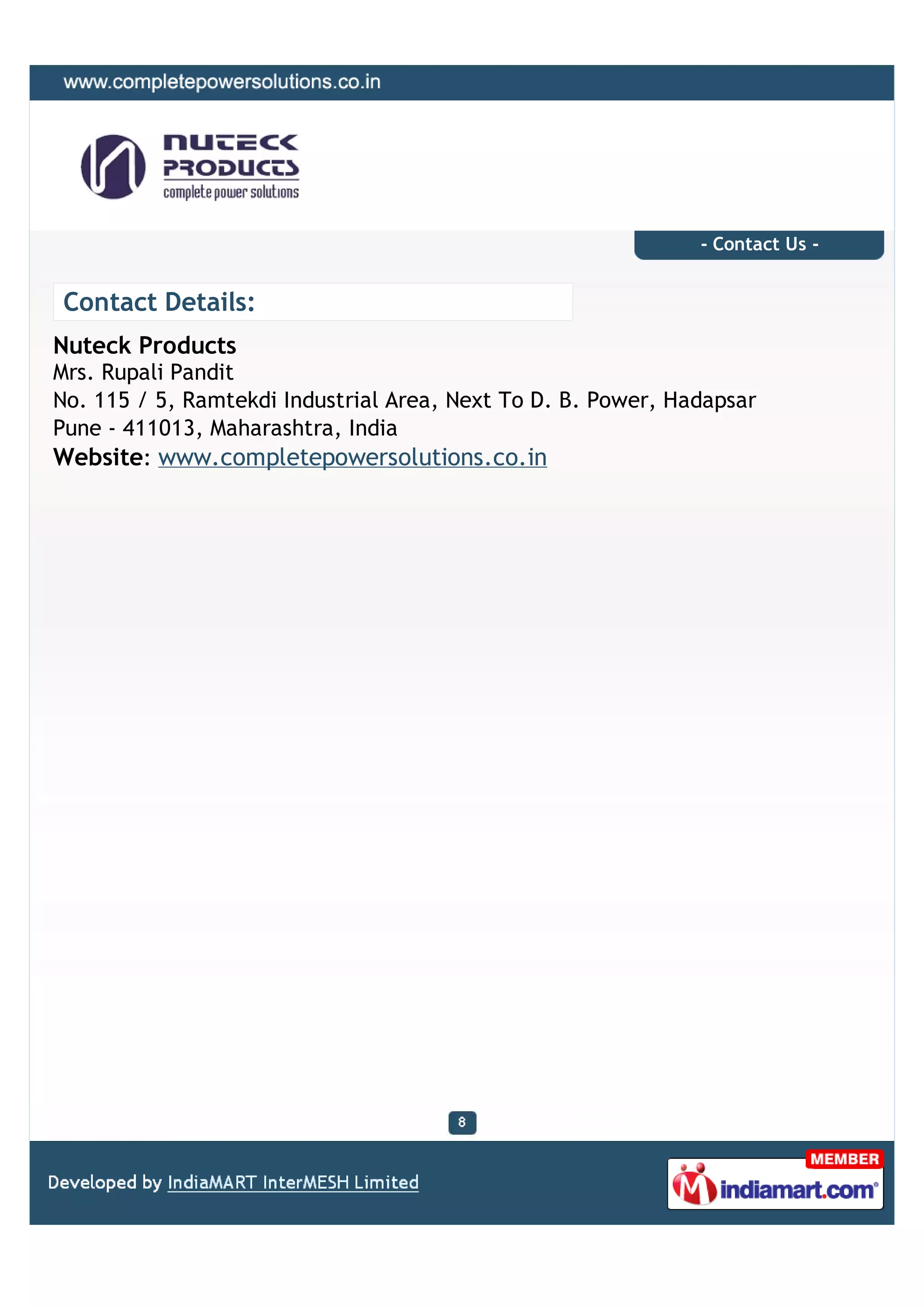 Nuteck Power Solutions P Ltd., Pune, Power Supply Products | PPT