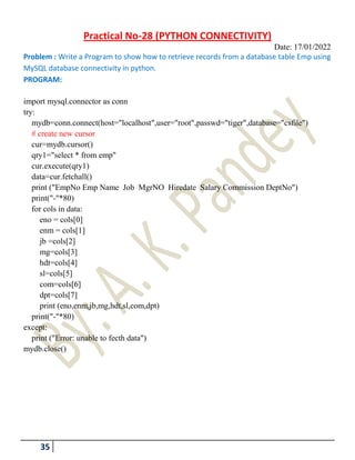 Complete practical file of class xii cs 2021-22 | PDF