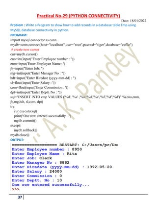 Complete practical file of class xii cs 2021-22 | PDF