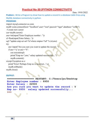 Complete practical file of class xii cs 2021-22 | PDF