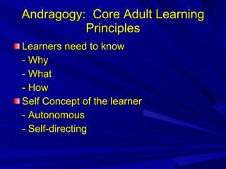 The Adult Learner: Chapter Outlines and Main Points | PPT