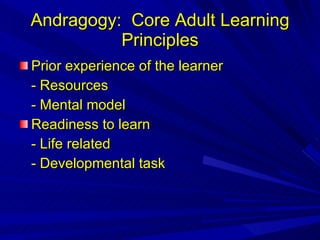The Adult Learner: Chapter Outlines and Main Points | PPT