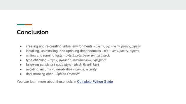 Complete python toolbox for modern developers | PPTX