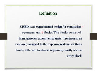 Complete randomized block design - Sana Jamal Salih | PPT