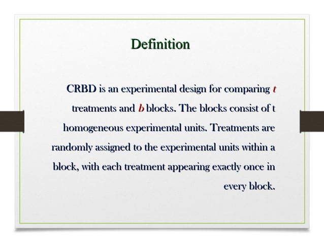 Complete randomized block design - Sana Jamal Salih | PPT