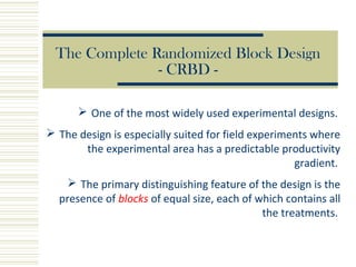 Complete randomized block design - Sana Jamal Salih | PPT