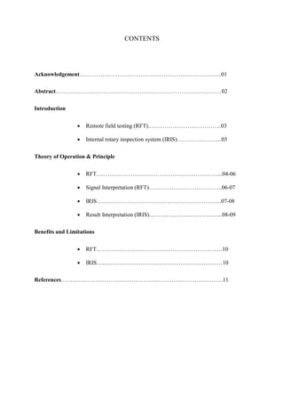 Report on Tubular Non-Destructive Techniques ( Remote Field testing and ...