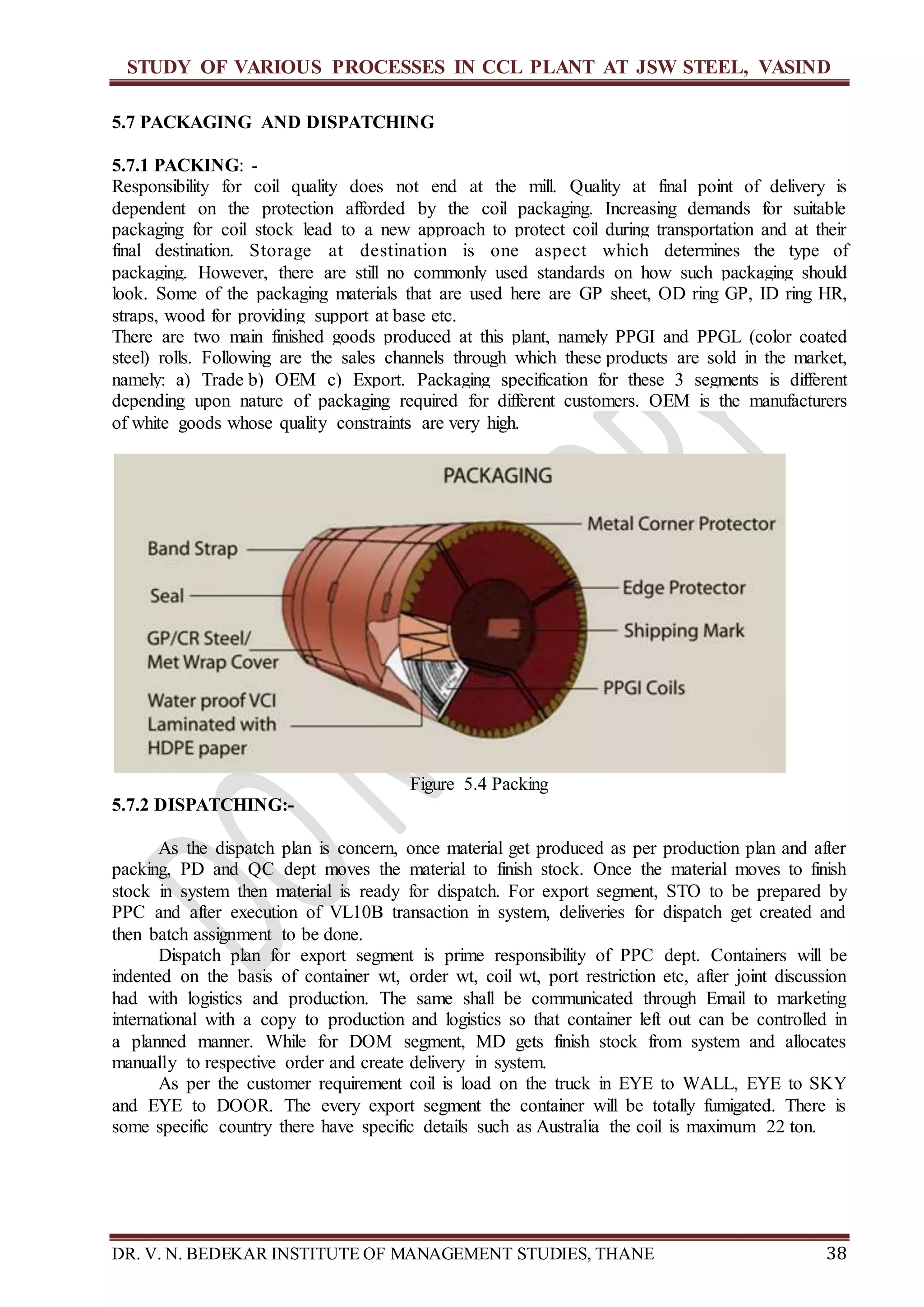 Study of various process in CCL plant at JSW Steel,Vasind | DOCX