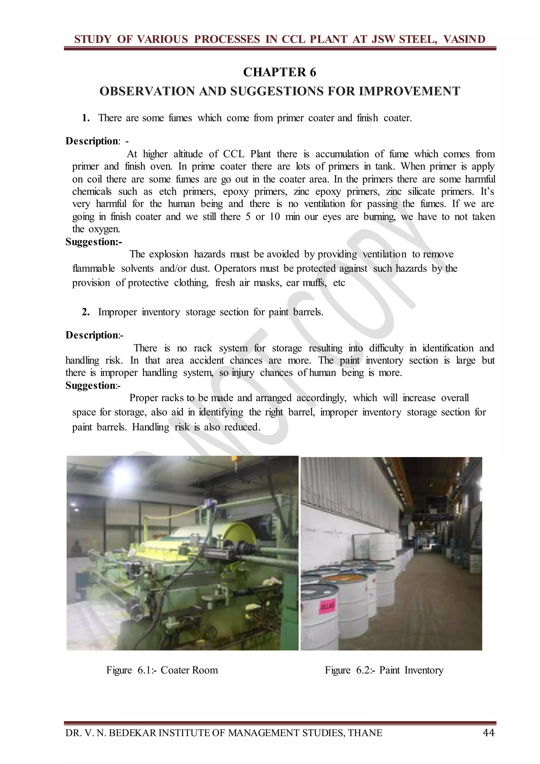 Study of various process in CCL plant at JSW Steel,Vasind | DOCX