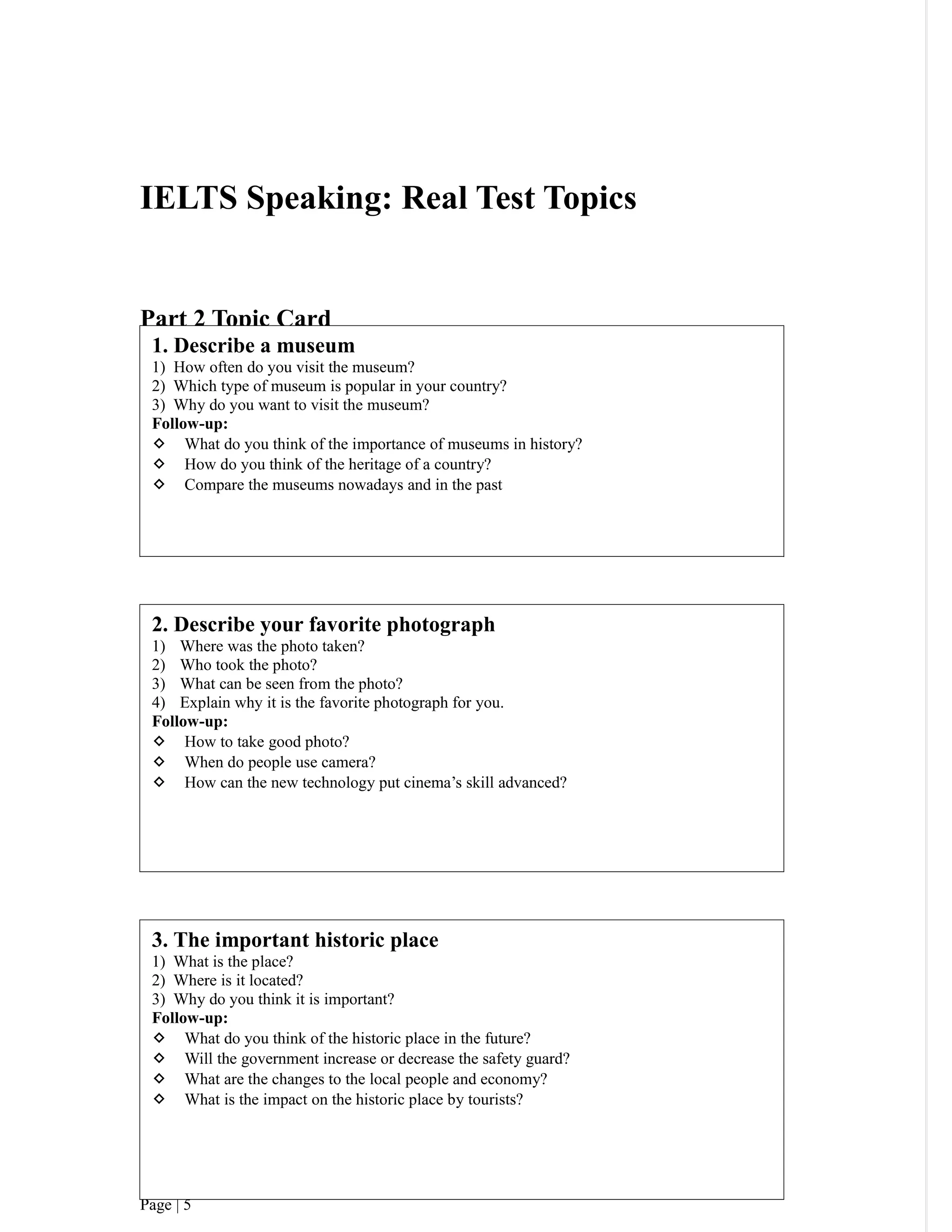 Complete speaking questions and answers | PDF