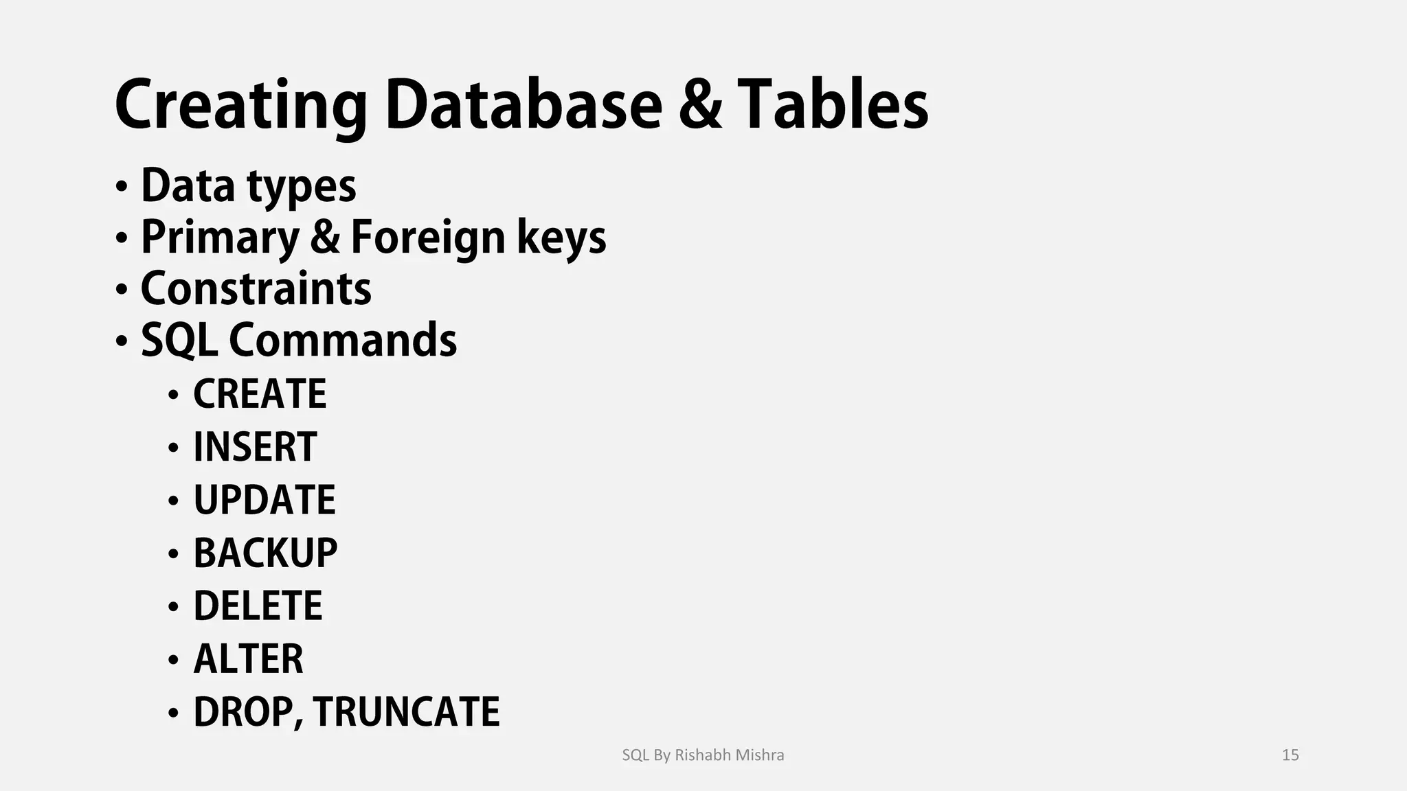 Complete Sql Tutorial In Hindi By Rishabh Mishrapdf Databases