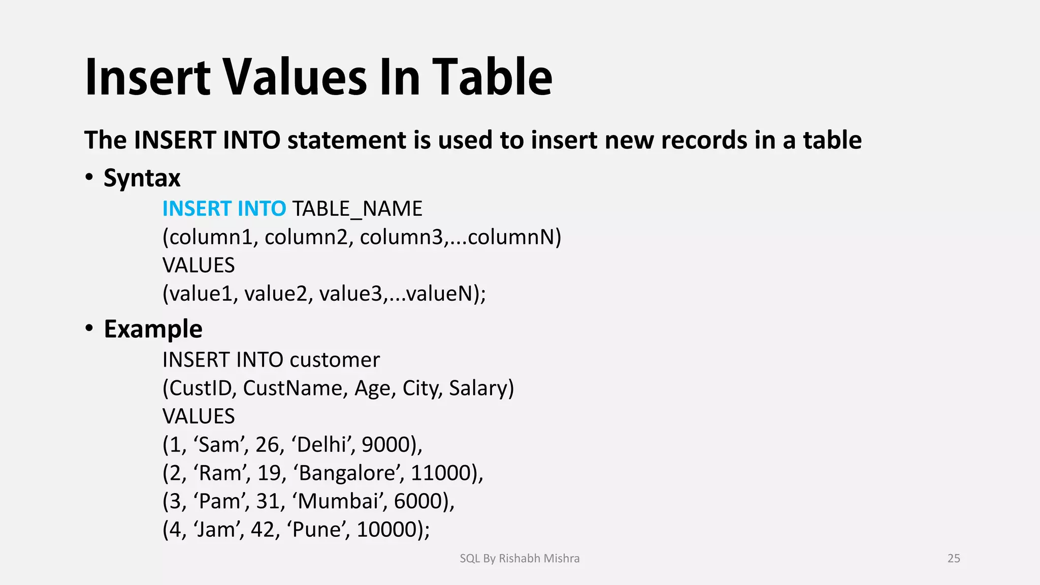 Complete Sql Tutorial In Hindi By Rishabh Mishrapdf Databases Computer Software And