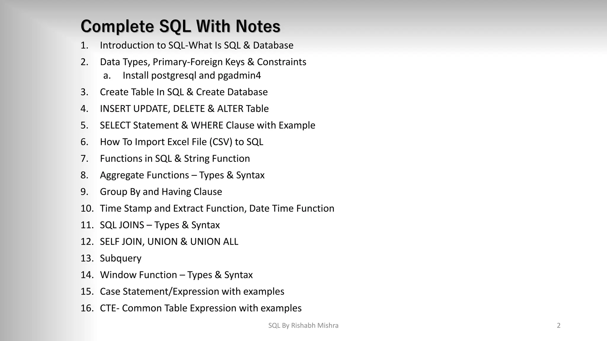 Complete SQL Tutorial In Hindi By Rishabh Mishra (Basic to Advance).pdf