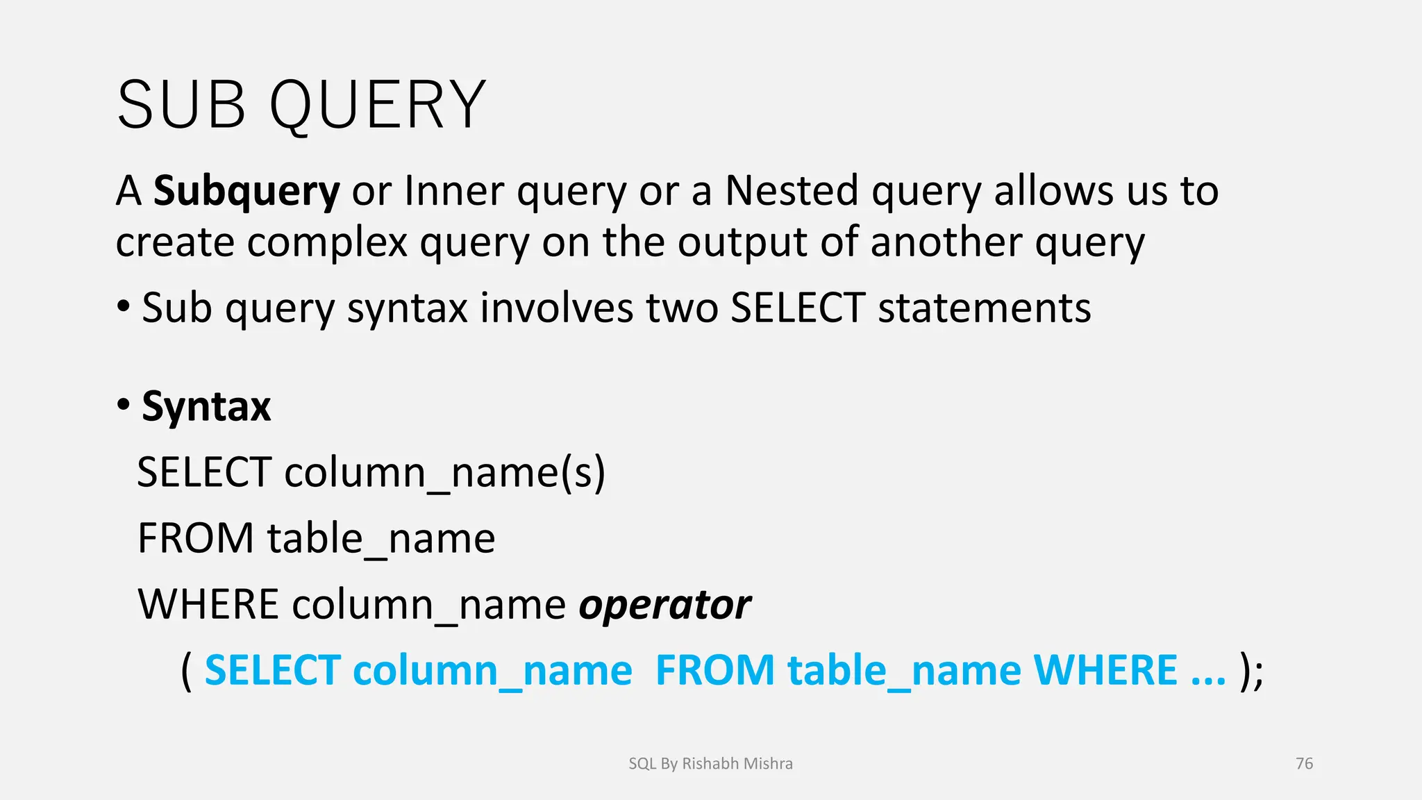 Complete SQL Tutorial In Hindi By Rishabh Mishra (Basic to Advance).pdf