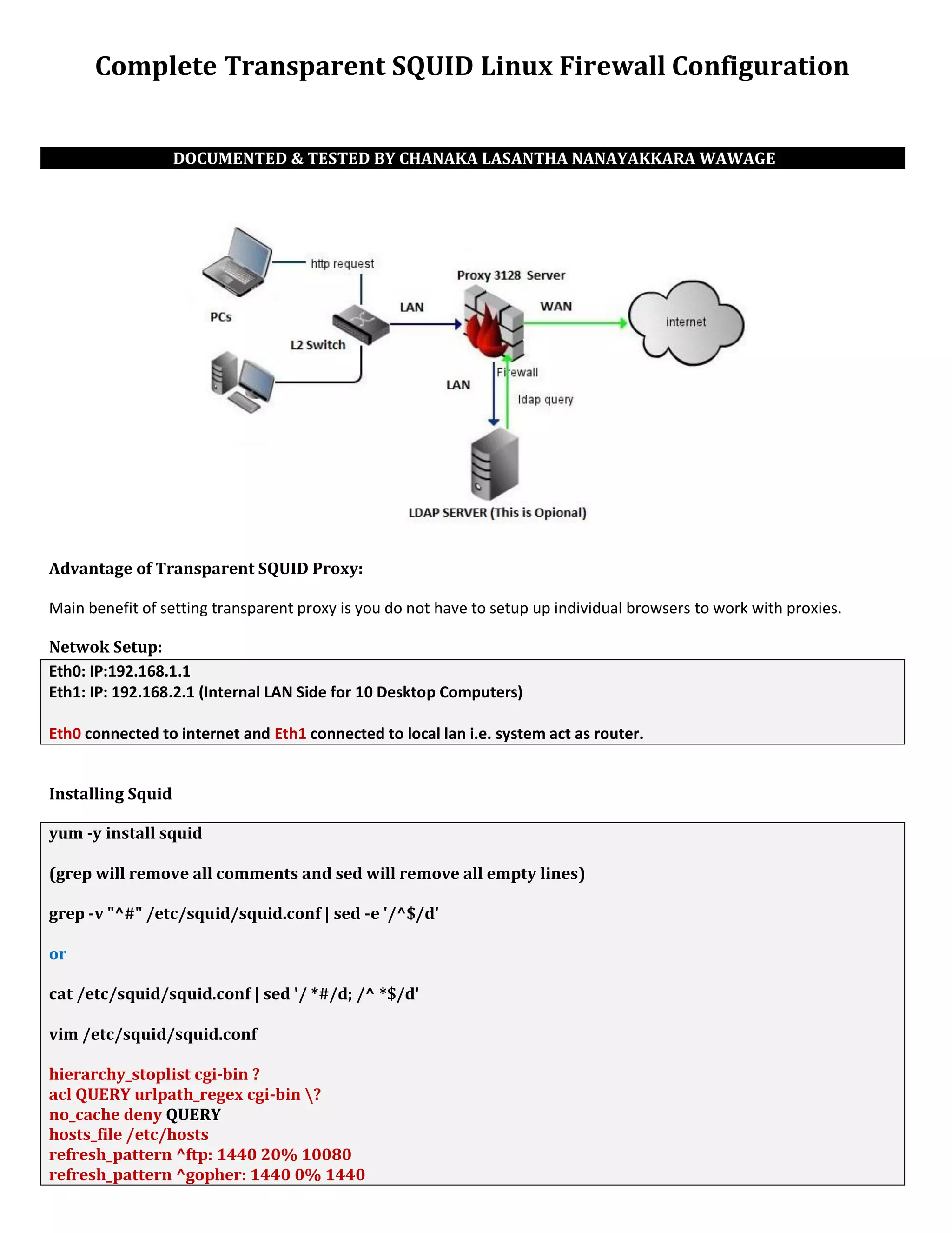 Complete squid & firewall configuration. plus easy mac binding | PDF