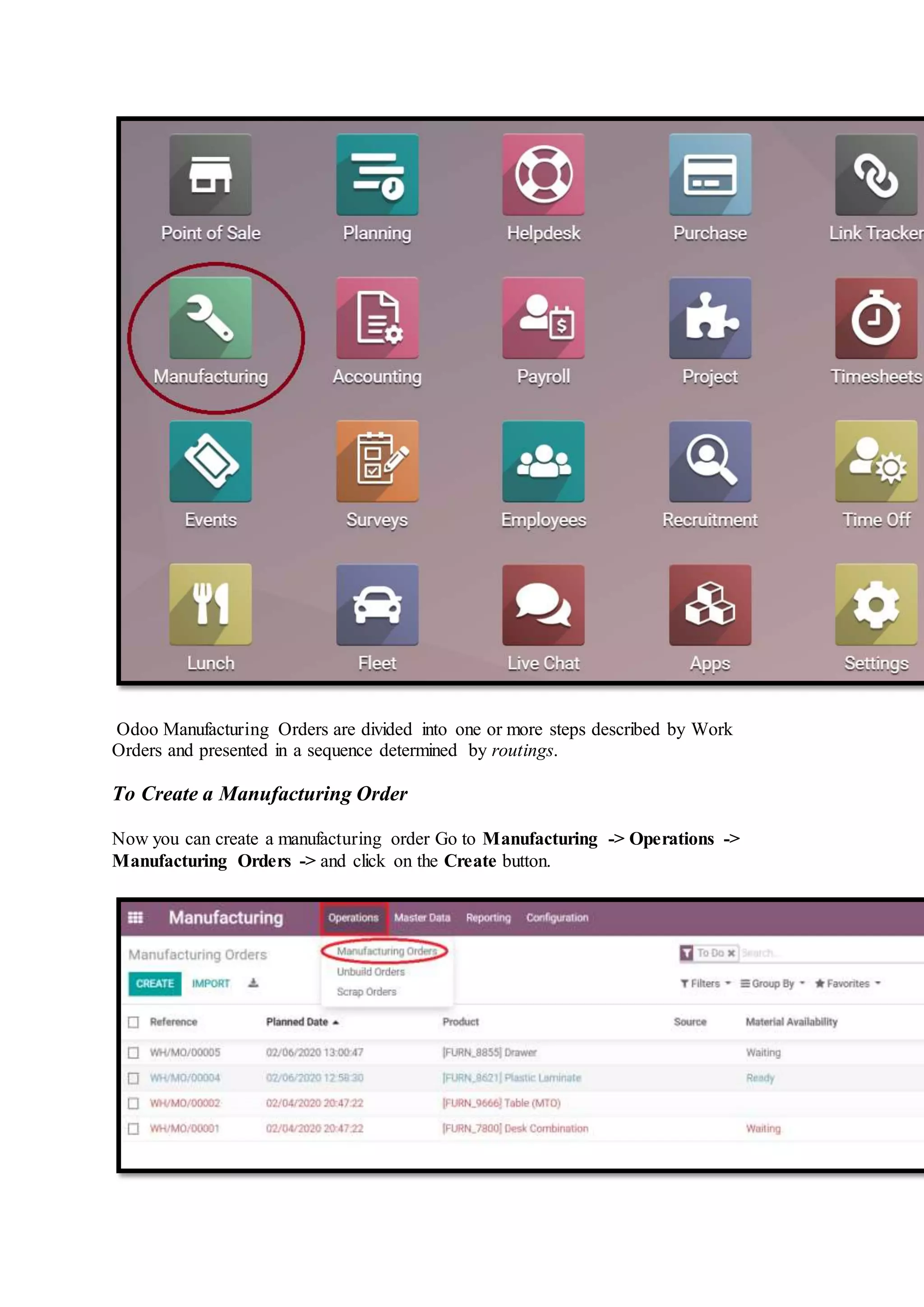 Complete step by step guide to odoo manufacturing | DOCX