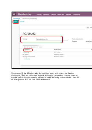 Complete step by step guide to odoo manufacturing | DOCX