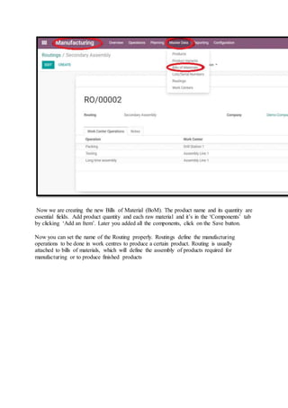 Complete step by step guide to odoo manufacturing | DOCX