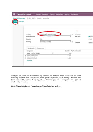 Complete step by step guide to odoo manufacturing | DOCX