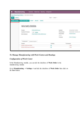Complete step by step guide to odoo manufacturing | DOCX