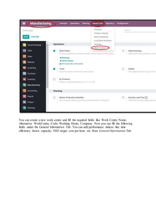 Complete step by step guide to odoo manufacturing | DOCX