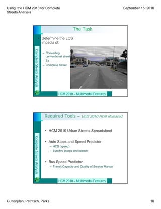Session 37: Using 2010 HCM for Complete Streets-PWPB | PDF