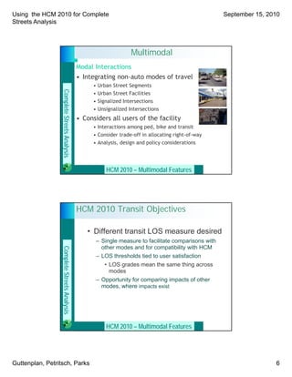 Session 37: Using 2010 HCM for Complete Streets-PWPB | PDF