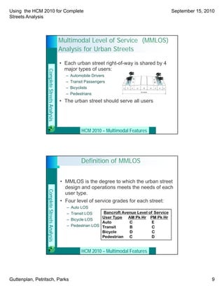 Session 37: Using 2010 HCM for Complete Streets-PWPB | PDF