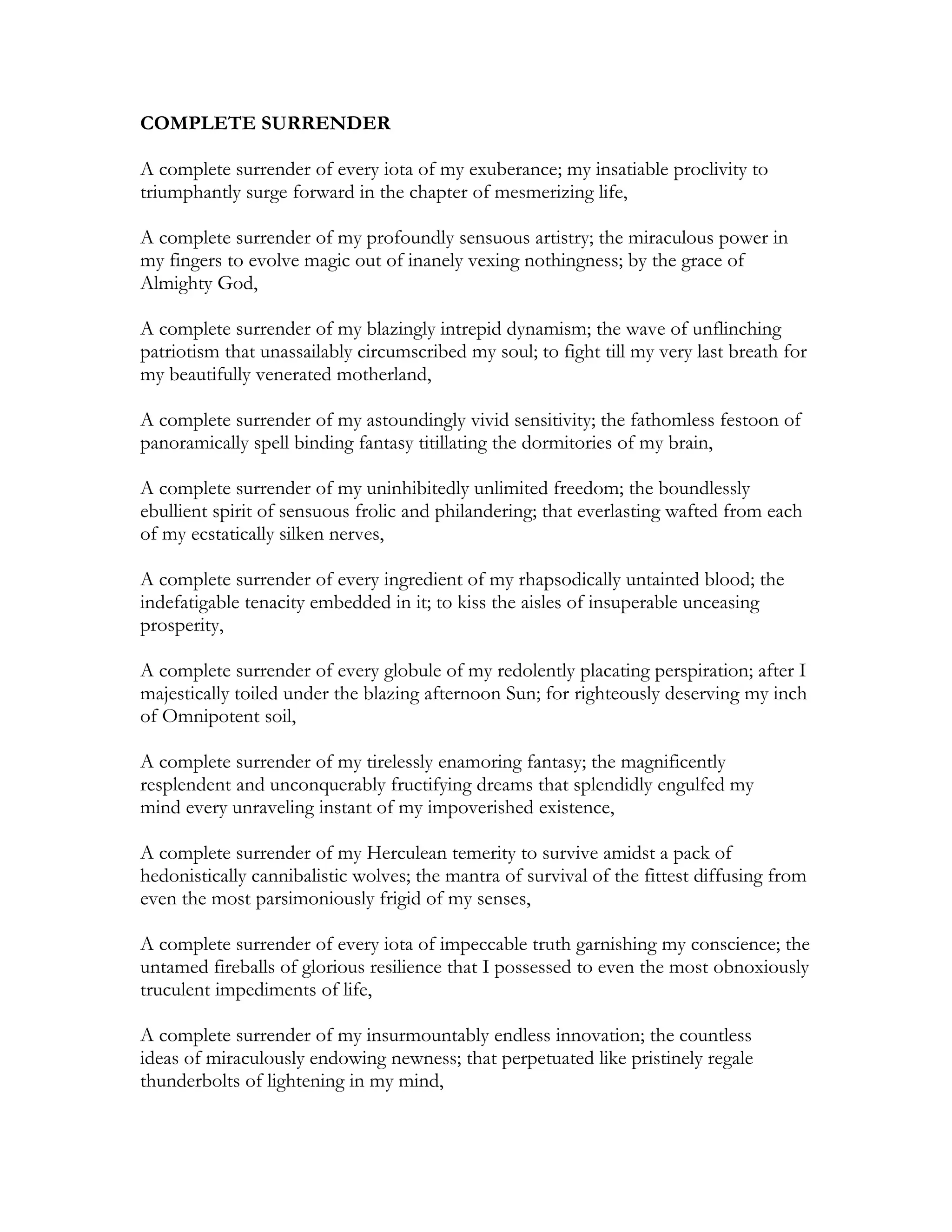 Complete Surrender | DOC