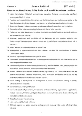 Complete syllabus of civil services examination 2015 (main) for ...