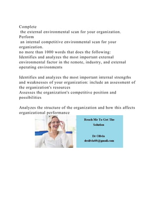 Complete the external environmental scan for your organization. .docx
