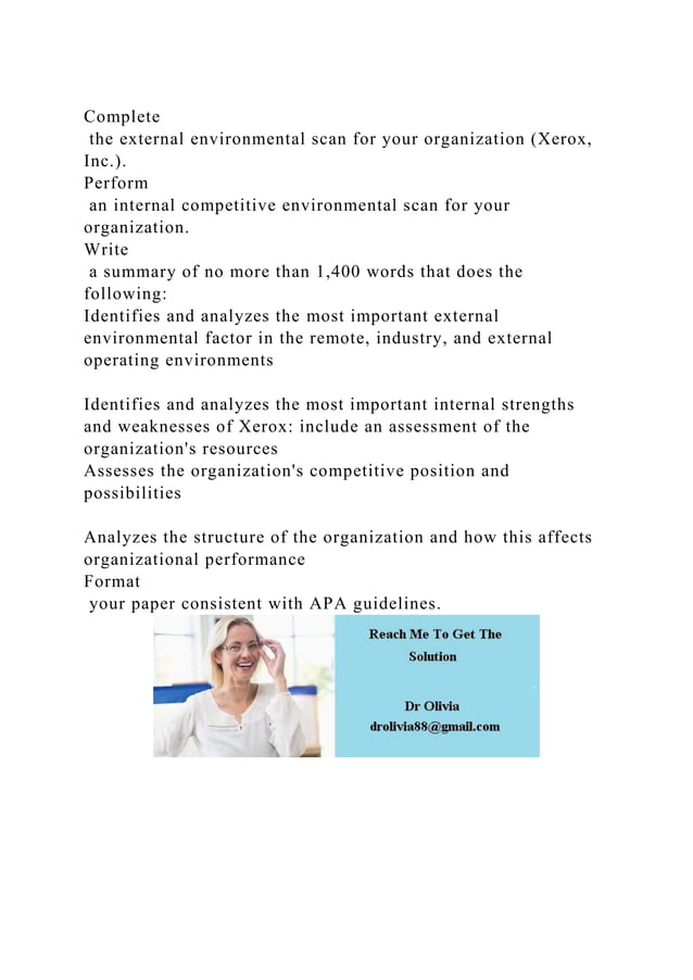 Complete the external environmental scan for your organization (Xe.docx