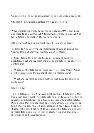 Complete the following assignment in one MS word document Chapt.docx