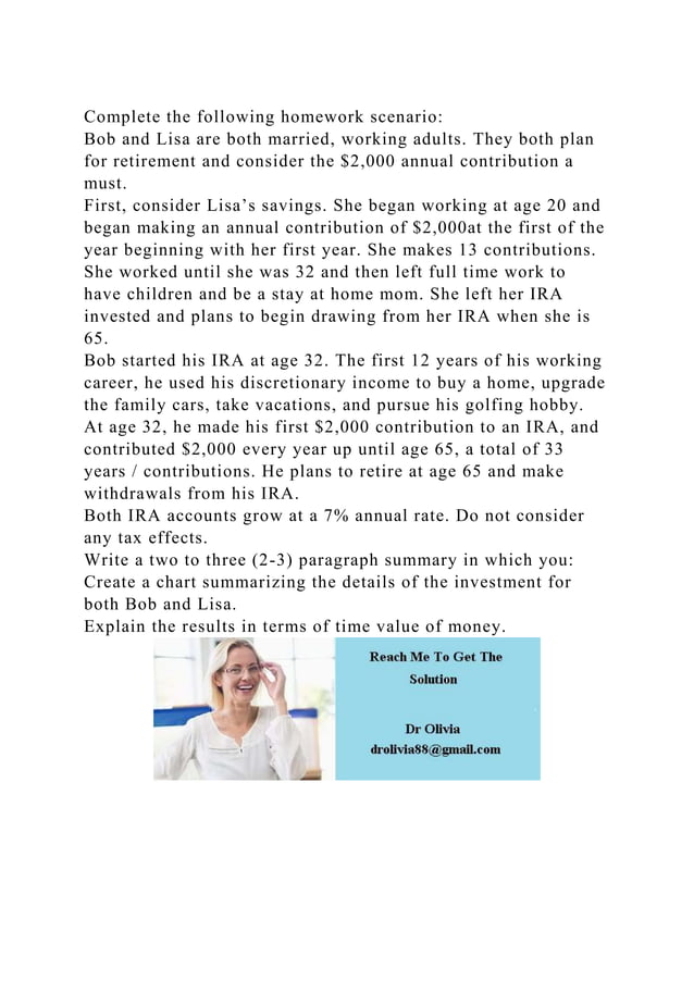 Complete the following homework scenarioBob and Lisa are both mar.docx ...