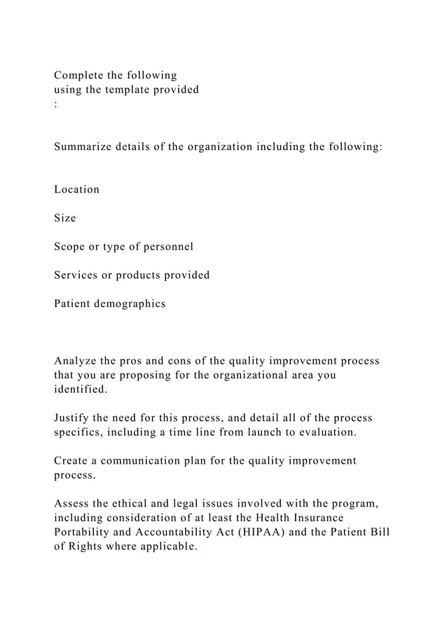 Complete the following using the template providedSummari.docx