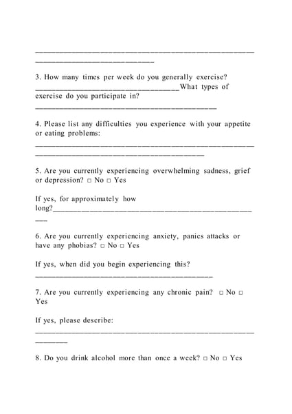 Complete the intake assessment form you developed earlier in the | PDF