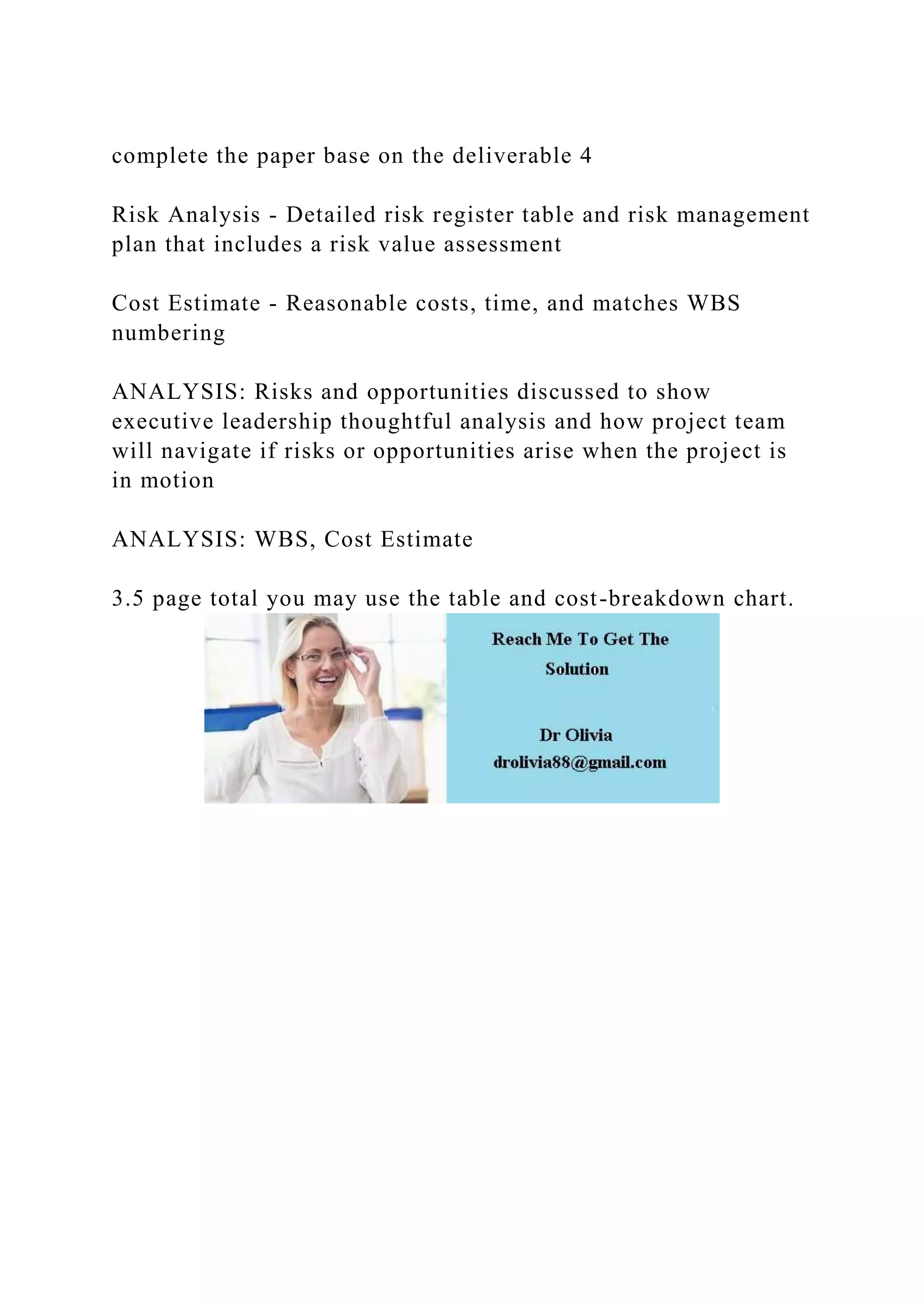 complete the paper base on the deliverable 4Risk Analysis - Deta.docx