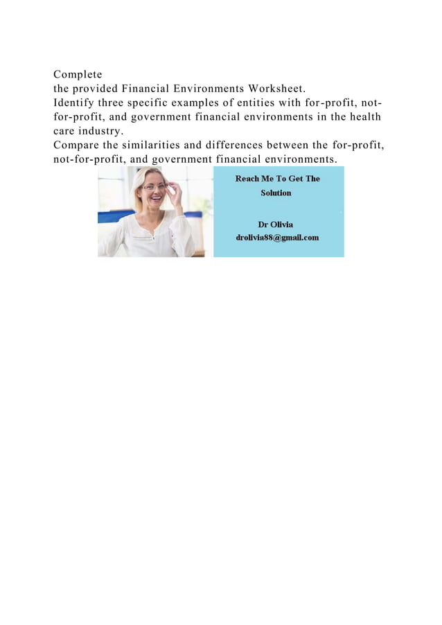 Complete the provided Financial Environments Worksheet.Identify .docx