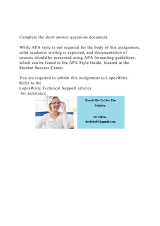 Complete the short answer questions document.While APA style.docx