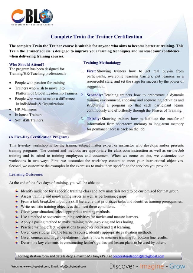 Complete Train the Trainer Certification | PDF