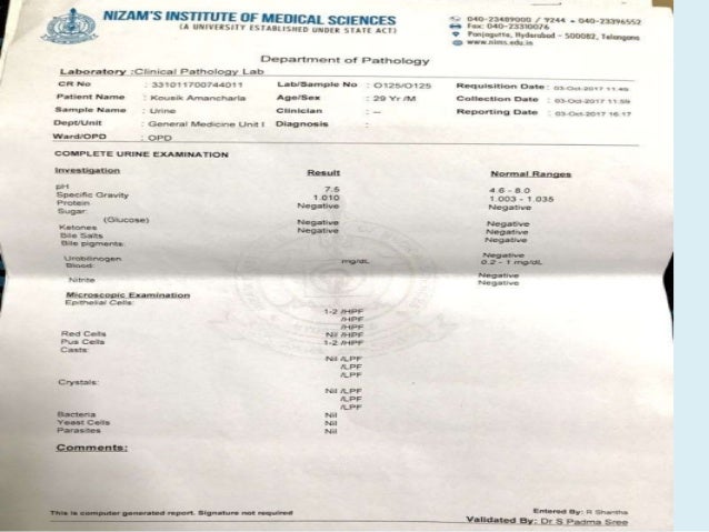 Complete urine examination