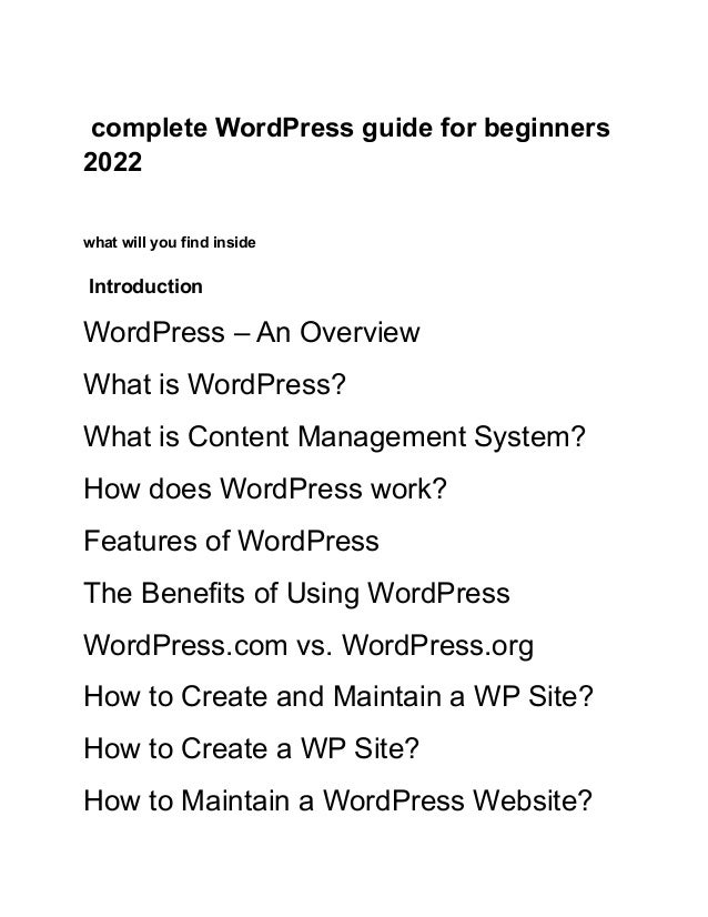 Complete word press explained guide for beginners 2022 | PDF | Web ...