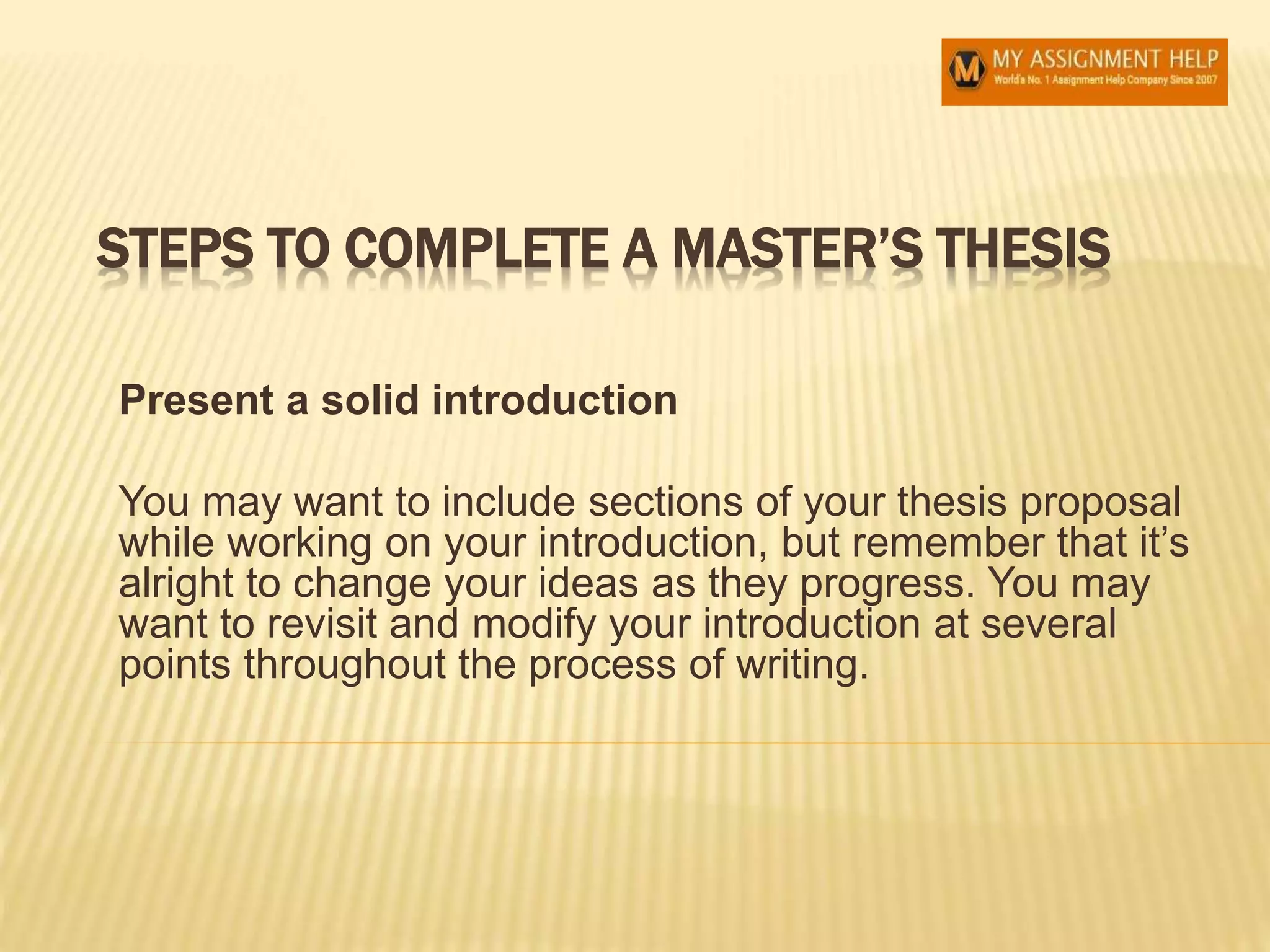 Completing a masters degree with thesis ppt | PPTX