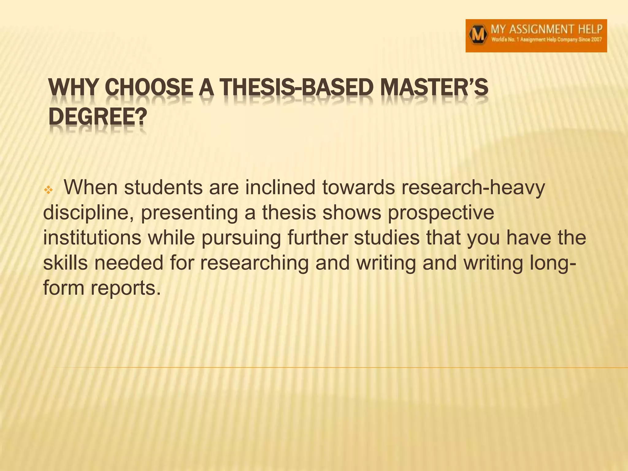 Completing a masters degree with thesis ppt | PPTX