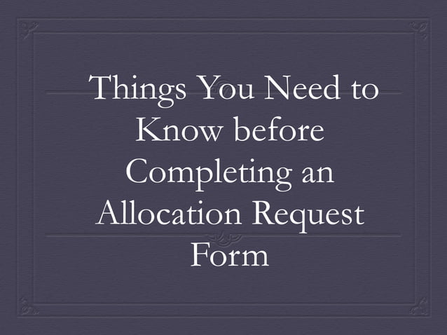 Completing an Allocation Request Form from UMBC SGA Finance Board | PPT