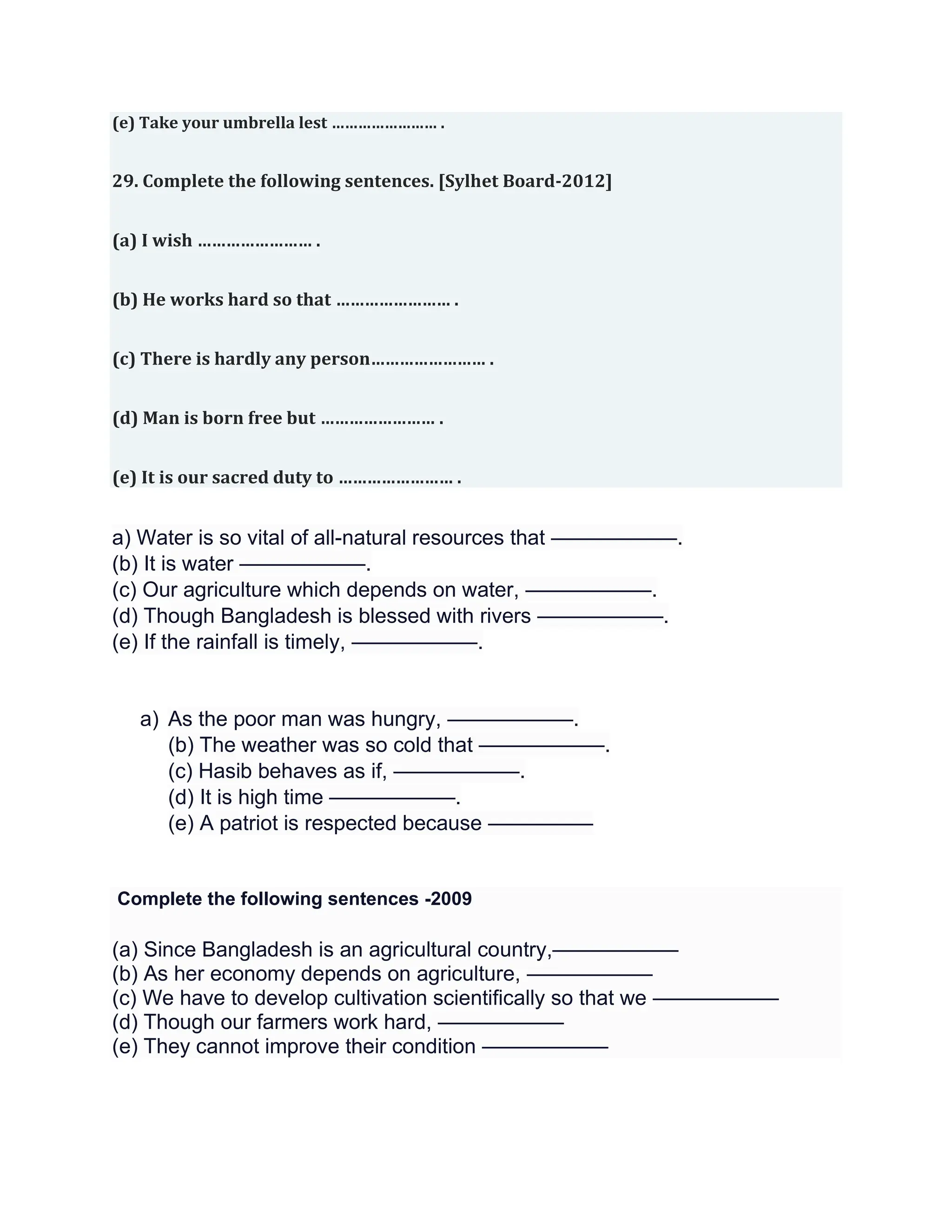 completing sentence of class nine and ten | PDF