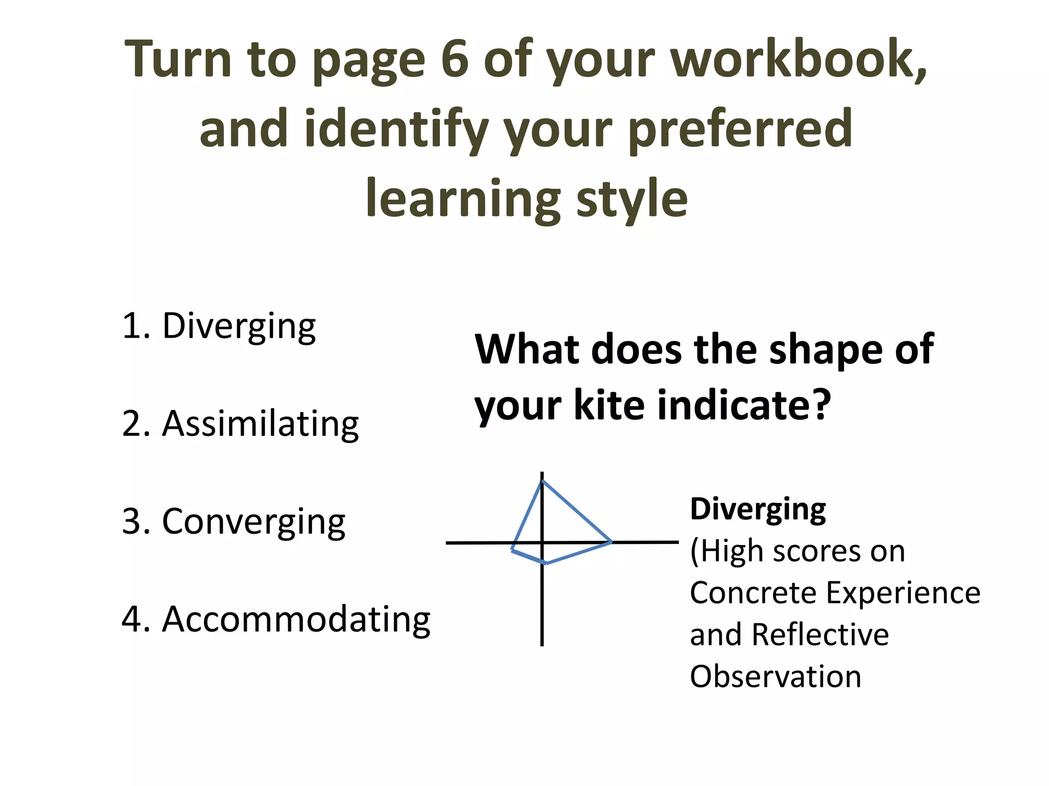 Kolb mpleting the kolb learning styles questionnaire | PPTX