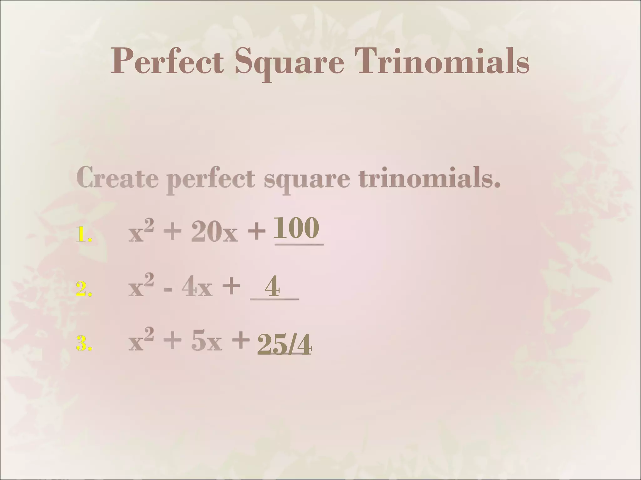 Completing the Square | PPT