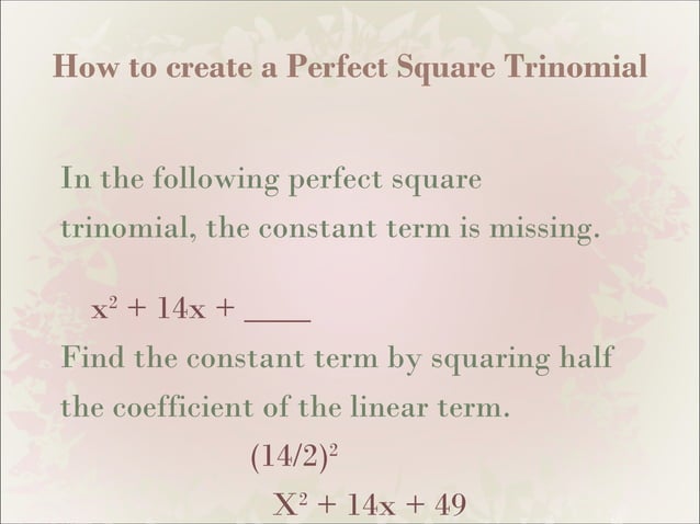 Completing the Square | PPT | Science